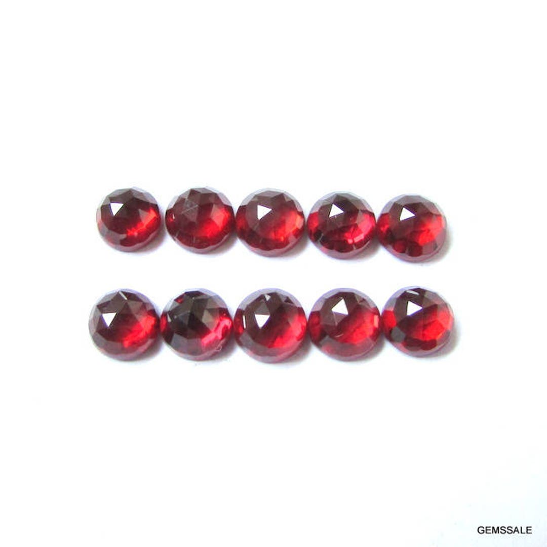 10 Pcs 6mm Red Garnet Rosecut Round Cabochon Gemstone - Wholesale Lot ...