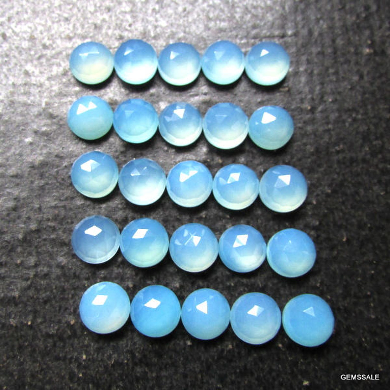 10 Pieces 8mm Blue Chalcedony Rosecut Round Gemstone Blue | Etsy