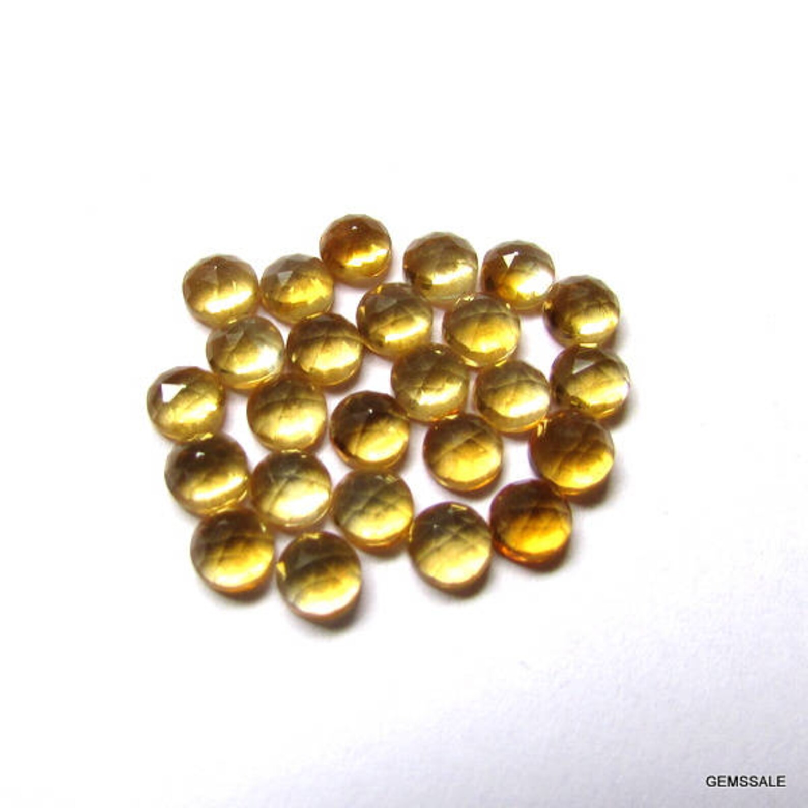 10 Pieces 6mm Citrine Rose Cut Round Cabochon Loose Gemstone | Etsy