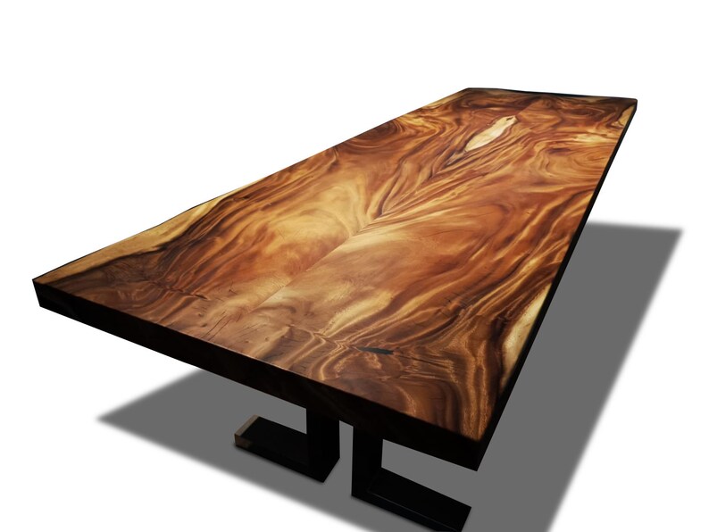 Straight Cut Dining Table Acacia Wood Table Epoxy Resin | Etsy