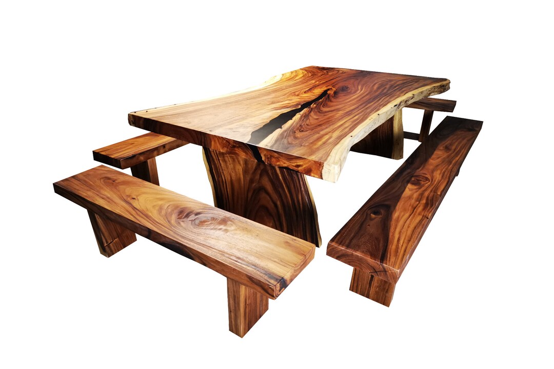 Rustic Banquet, Acacia Dining Table, Wood Dining Table, Live Edge Table ...