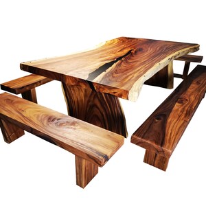 Rustic Banquet, Acacia Dining Table, Wood Dining Table, Live Edge Table ...