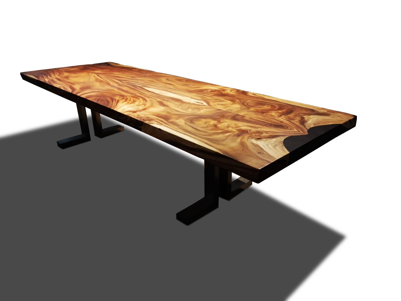 Straight Cut Dining Table Acacia Wood Table Epoxy Resin | Etsy