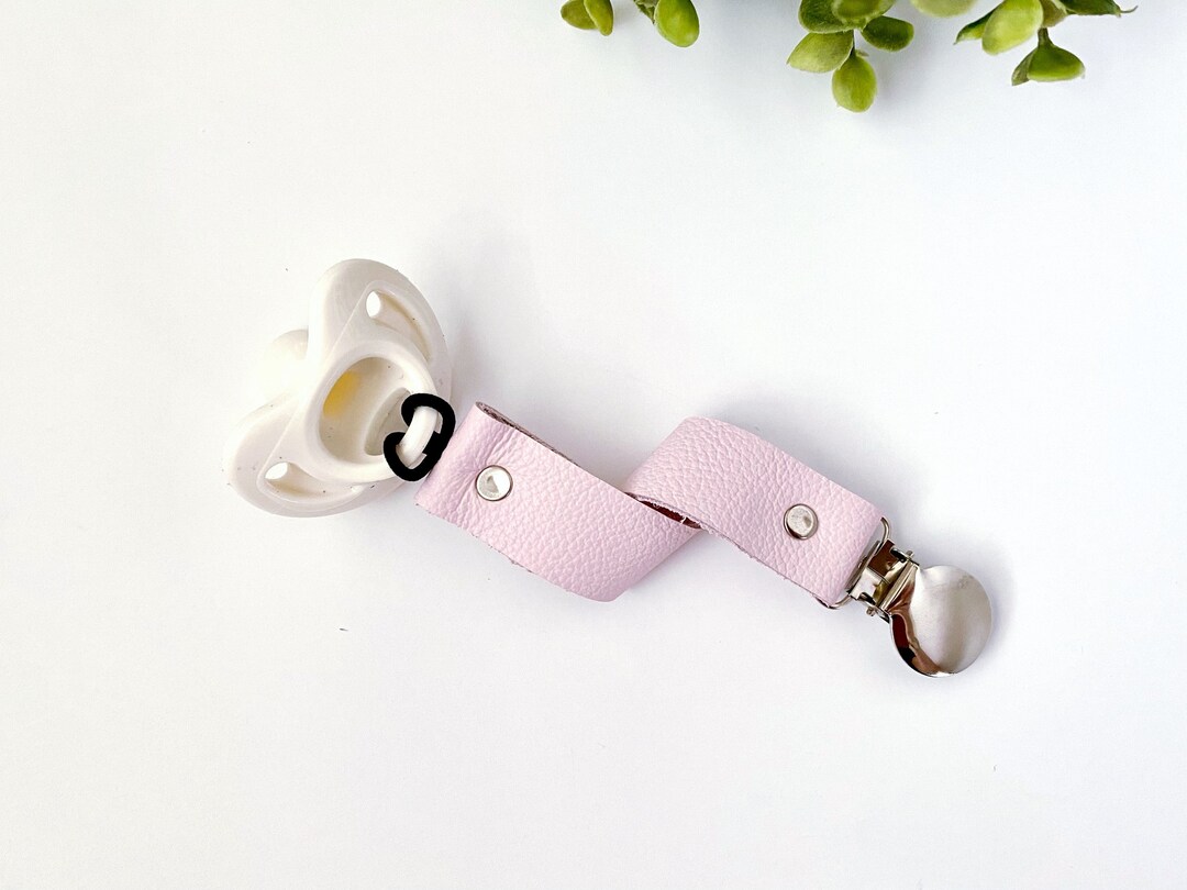Light Pink Leather Pacifier Clip / Leather Paci Clip / Pacifier Clip ...