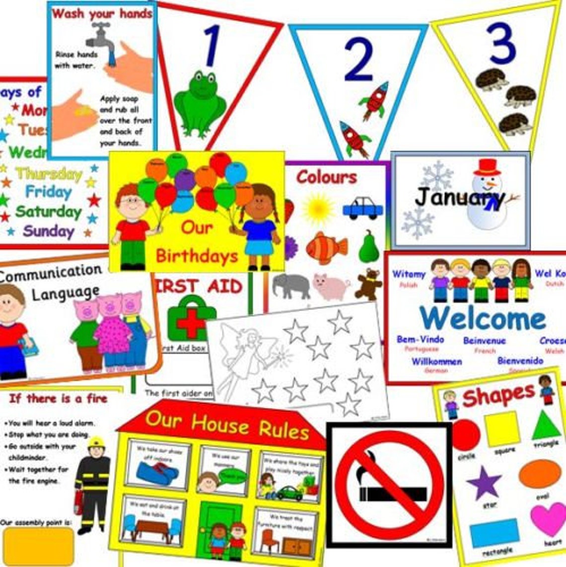 CHILDMINDING POSTERS Printable- Alphabet, Numbers, Welcome, Calendar ...