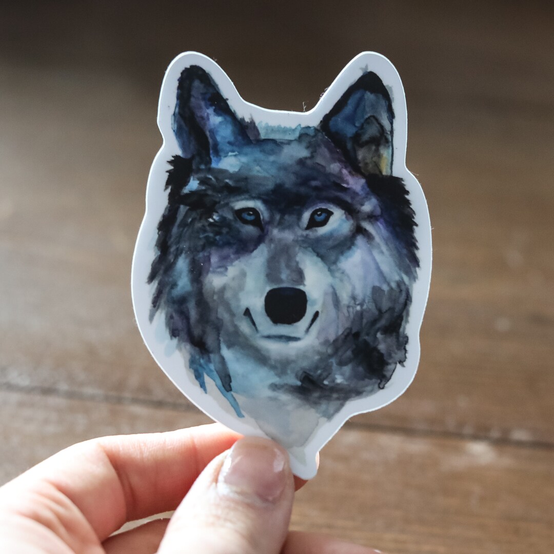Wolf Face Vinyl Sticker Northern Lights Tent Laptop Bottle Hydroflask ...