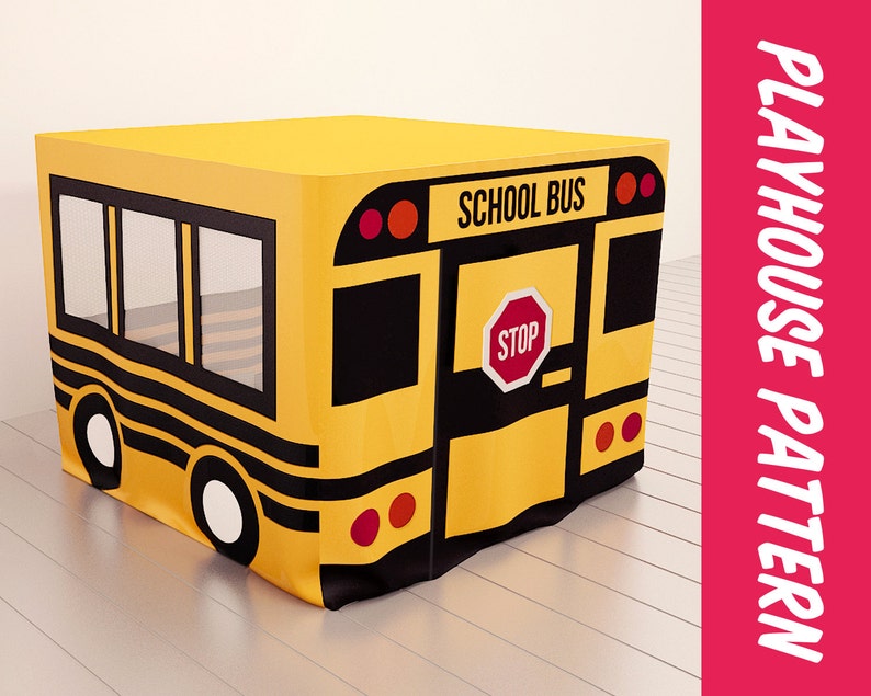 Playhouse Pattern Schoolbus Card Table House Creative Kids - Etsy