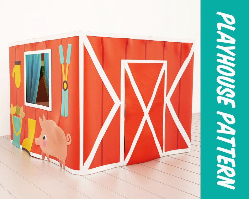 Playhouse Pattern Animal Barn Farmhouse, Card Table House, Creative ...
