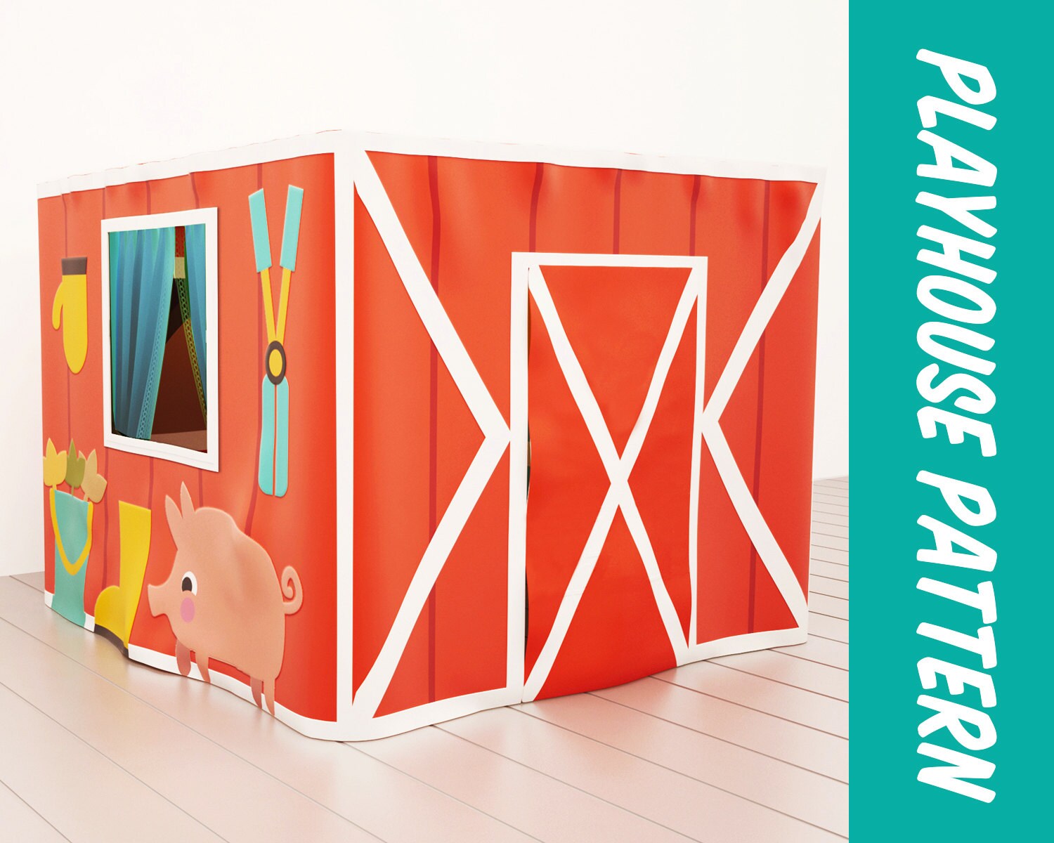 Playhouse Pattern Animal Barn Farmhouse, Card Table House, Creative ...