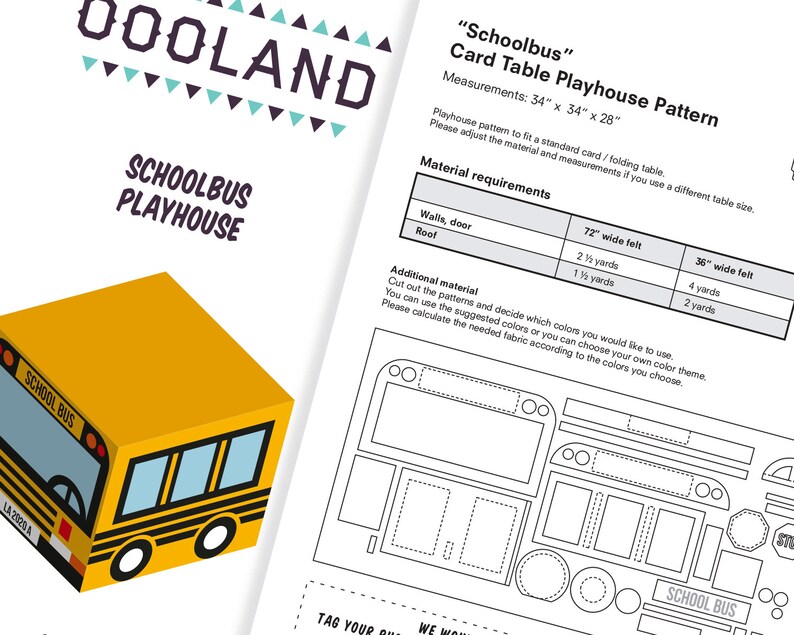 Playhouse Pattern Schoolbus Card Table House Creative Kids - Etsy