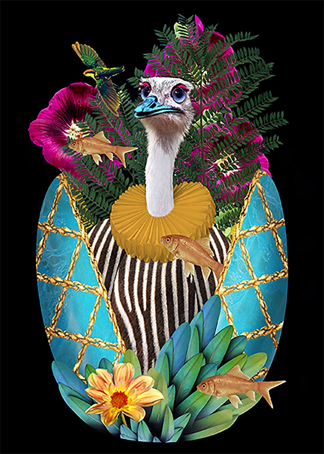 Ostrich Coming Out of Its Faberge Egg Art Print Statement - Etsy