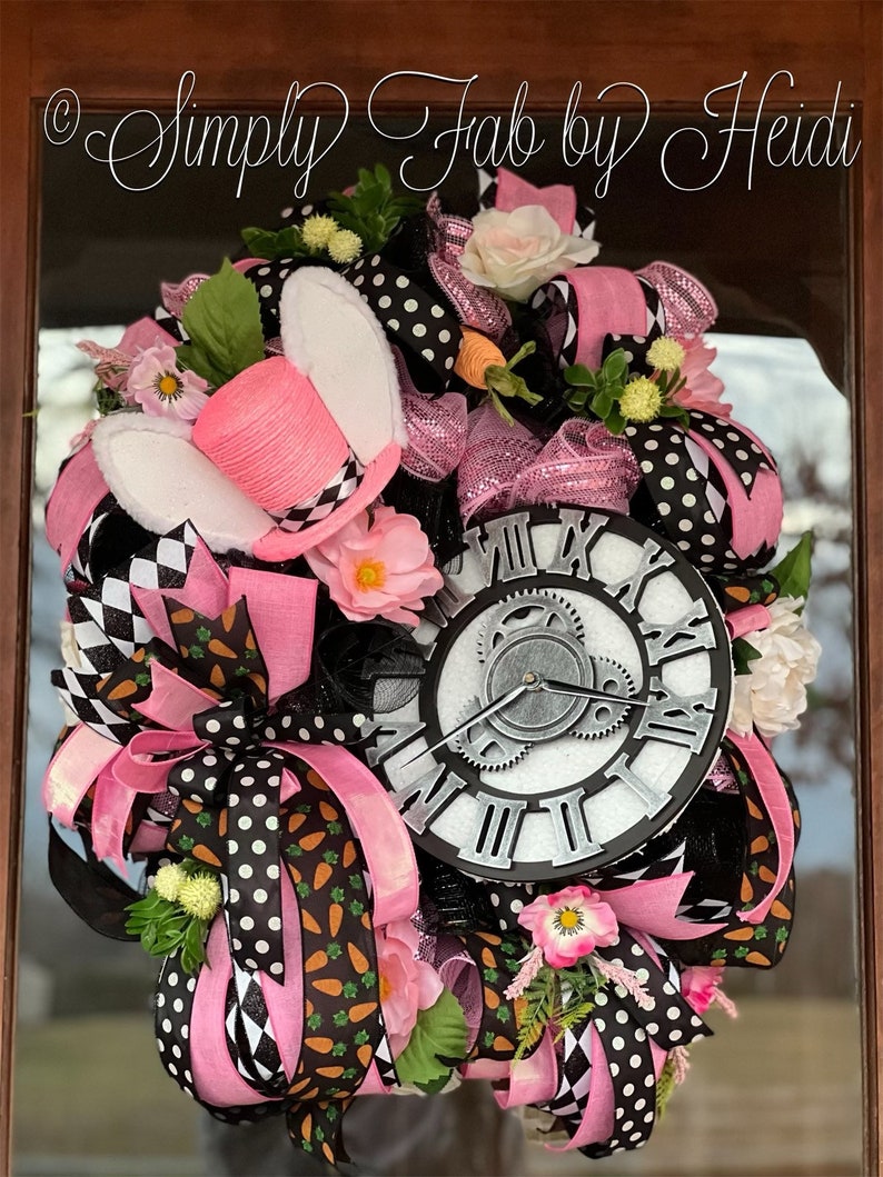 Easter Wreath Easter Bunny Wreath Mad Hatter Spring Wreath - Etsy
