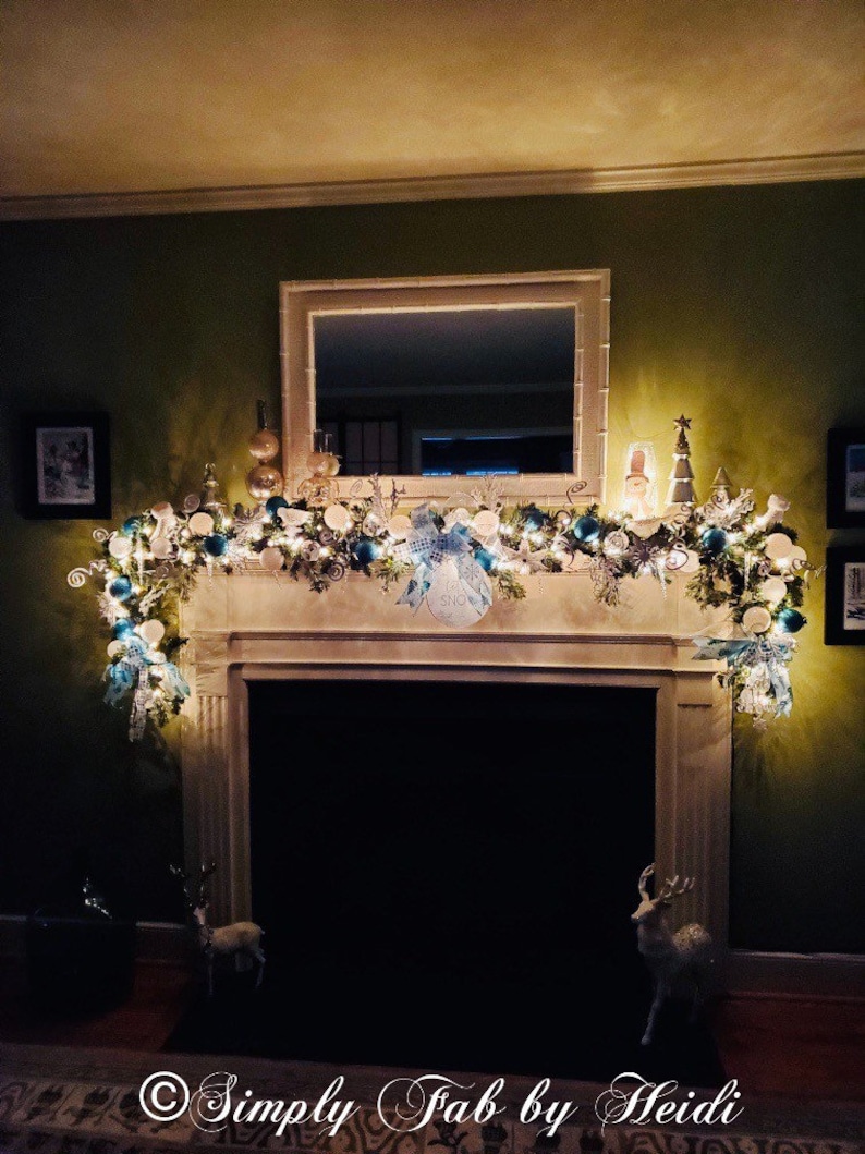 Light up Winter Garland, Mantle Garland for Winter, Winter Mantle ...