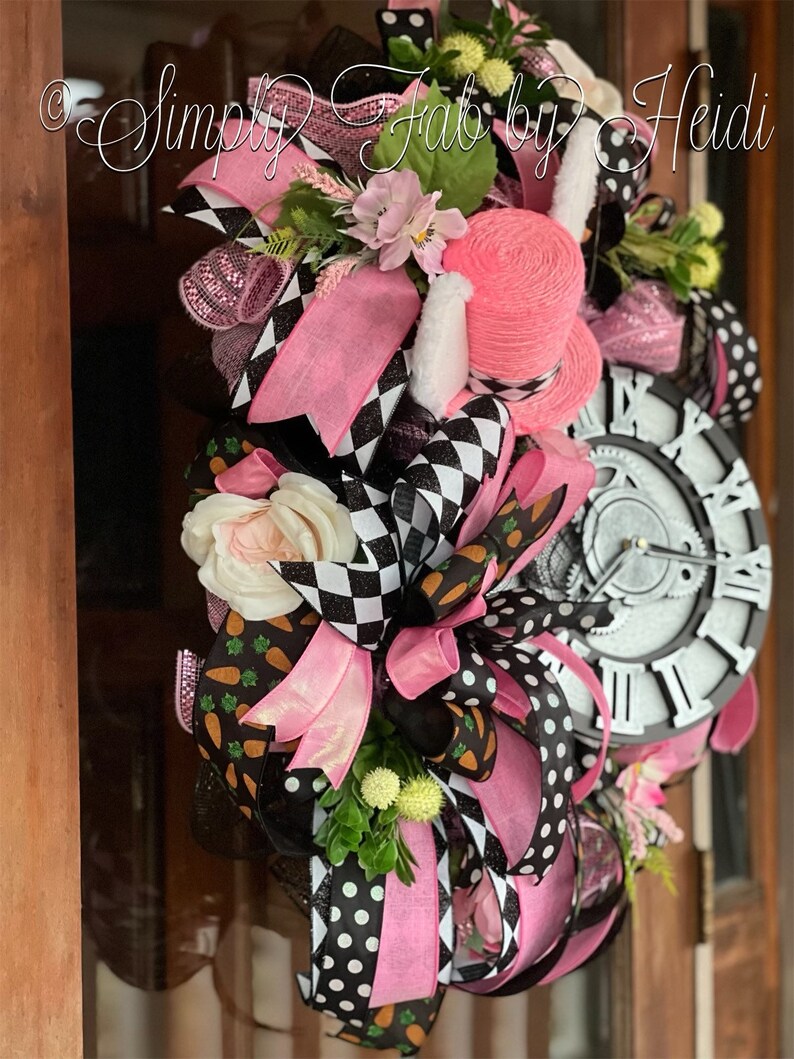 Easter Wreath Easter Bunny Wreath Mad Hatter Spring Wreath - Etsy