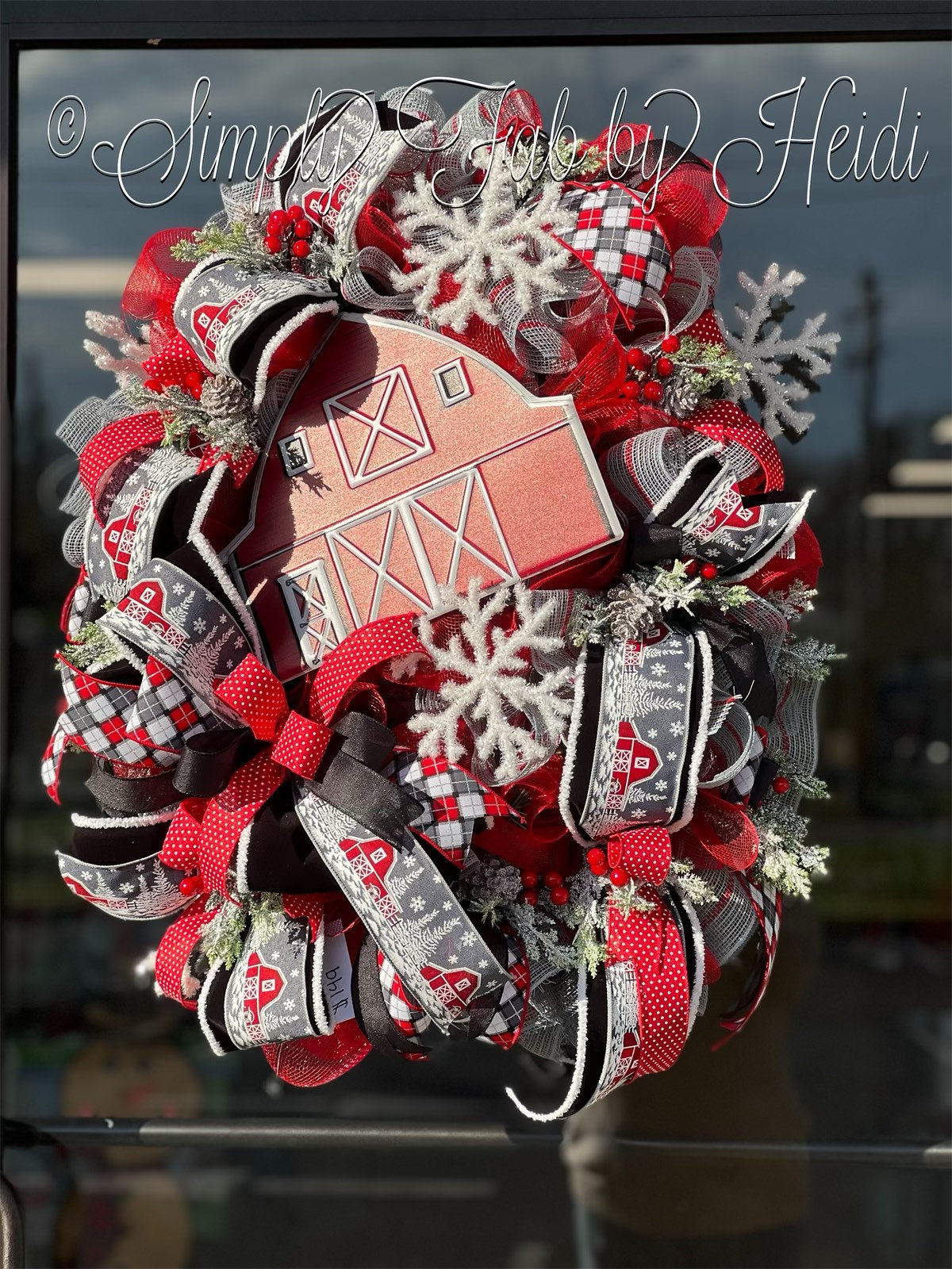 Snowy Red Christmas Wreath