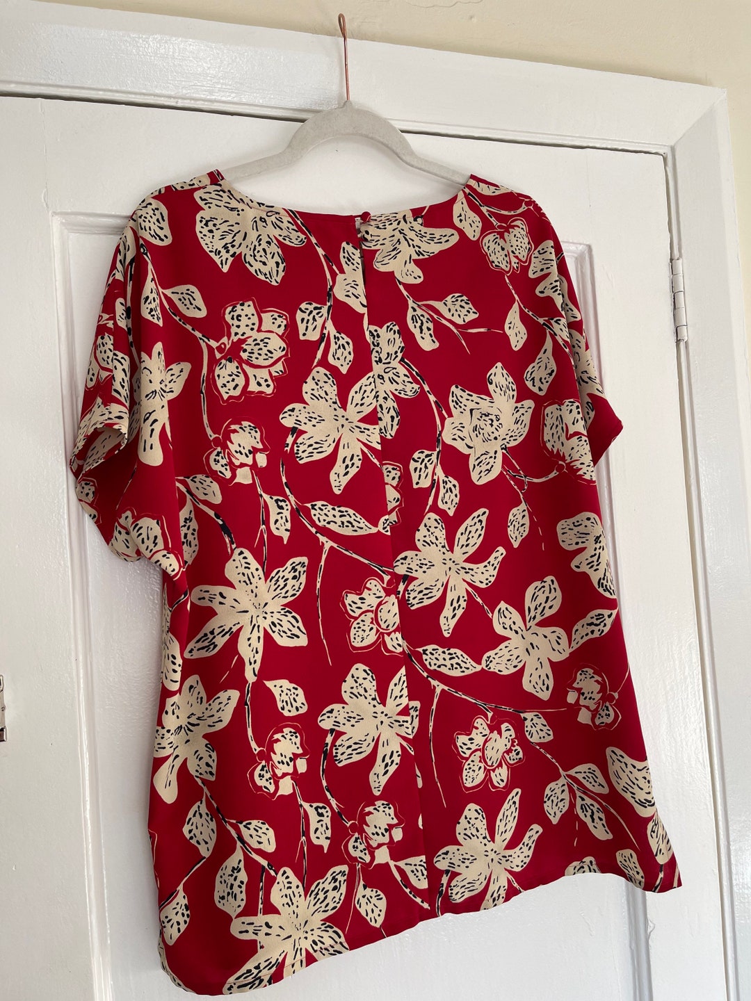 Jaeger 1980's Vintage Blouse 90’s Jaeger Polyester Blouse Red Floral ...