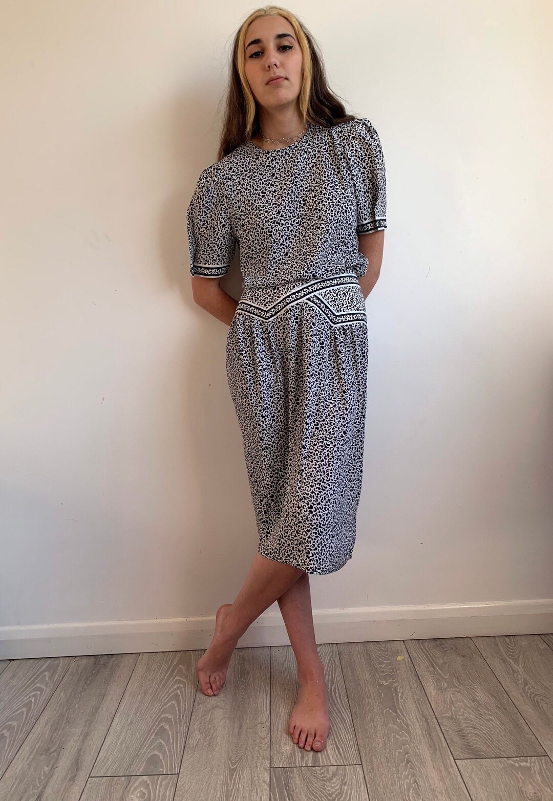 Nancy Shaffer 1980s Fabulous Black & White Dress Vintage Monochrome ...