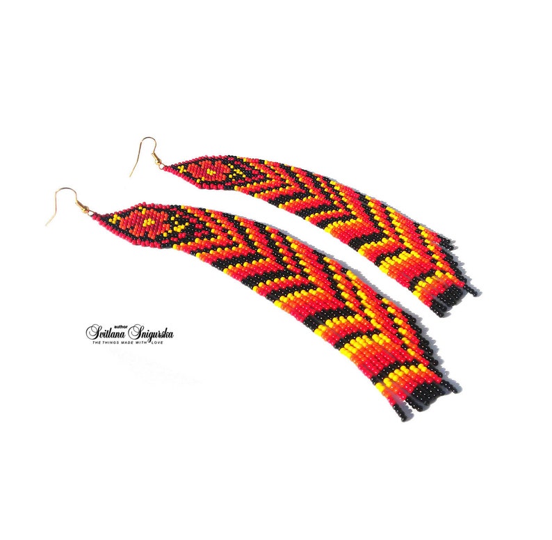 American Native Indian Tribal Earrings Extra Long Statement - Etsy