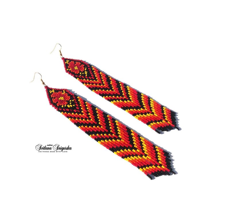 American Native Indian Tribal Earrings Extra Long Statement - Etsy