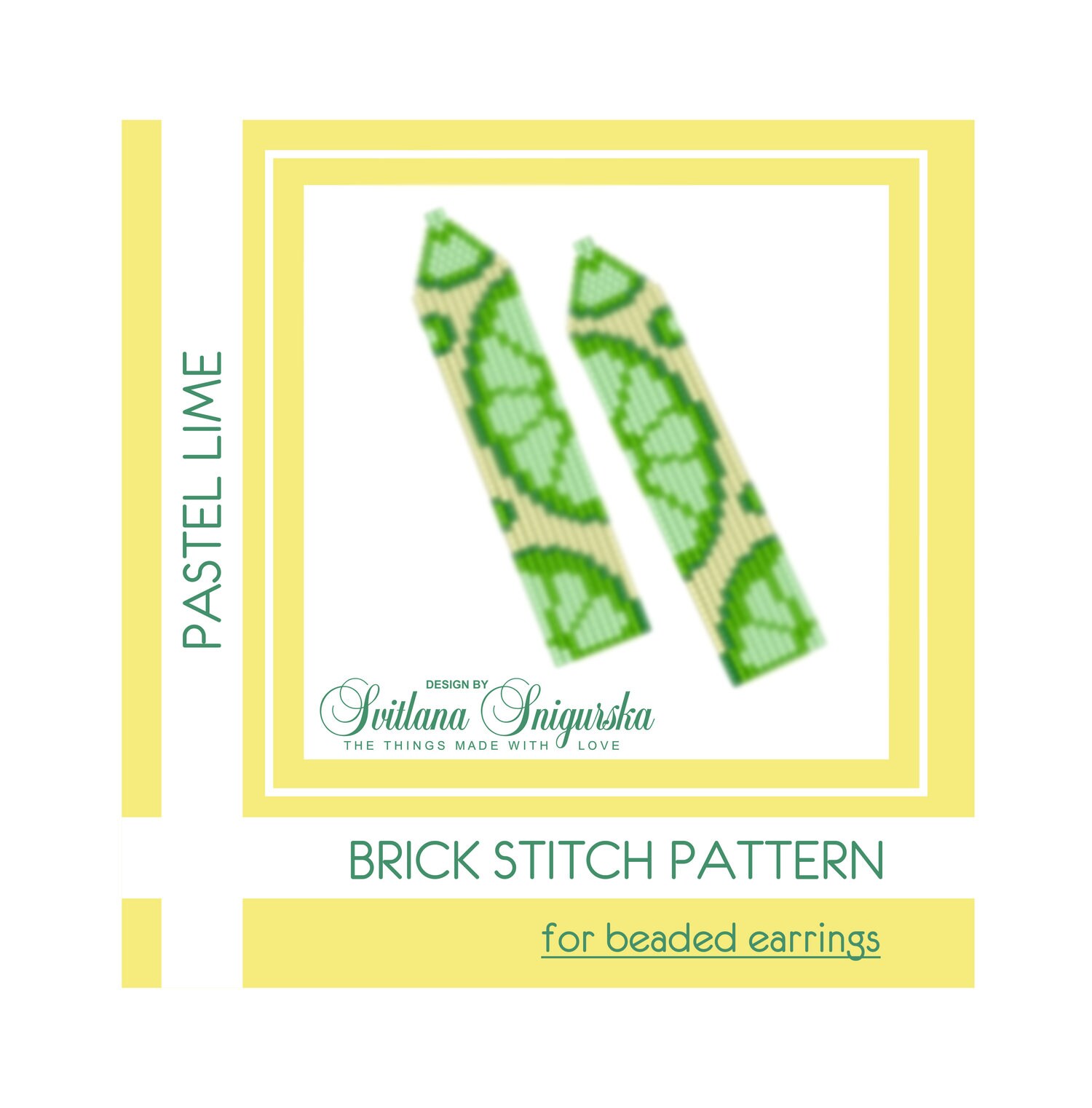 Digital PDF Pattern for Lime Earrings Brick Stitch Seed Bead | Etsy