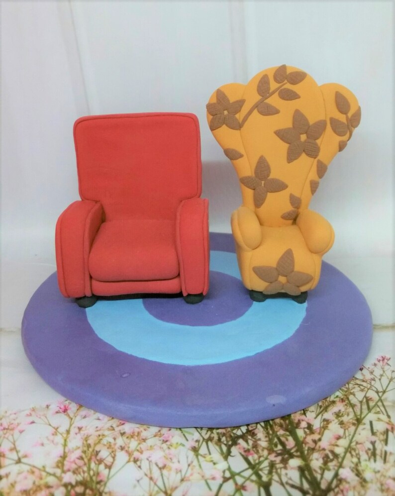 Up chairs wedding cake topper Ellie and Carl chairs clay | Etsy