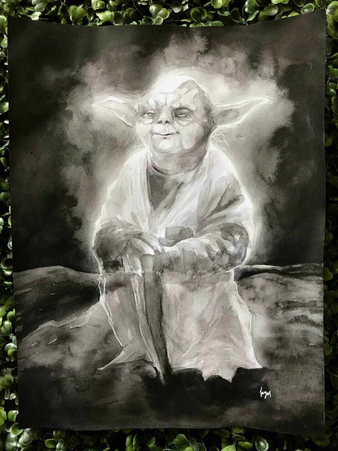 ORIGINAL Yoda Force Ghost Ink Painting | STAR WARS Inspired Painting - Etsy