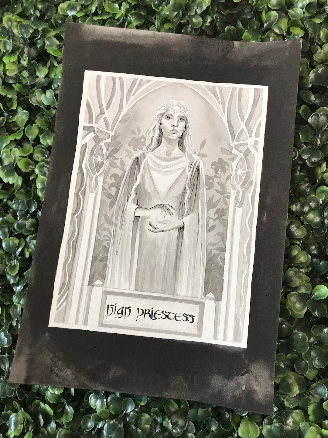 ORIGINAL GALADRIEL Ink Painting LOTR Tolkien Fan Art Tarot Card ...