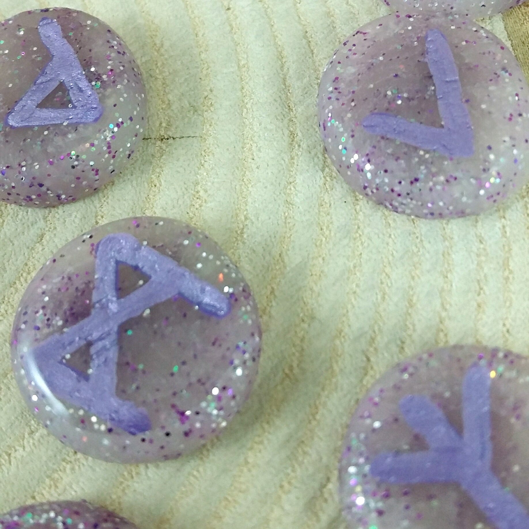 Purple Glitter Viking Runes , Polymer Clay Runes , Sparkly Travel Runes ...