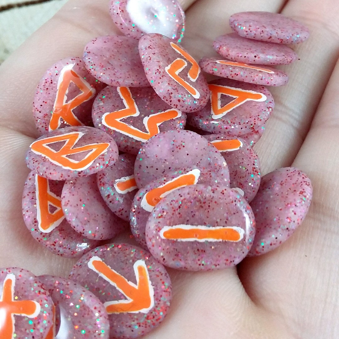 Glittery Viking Runes , Pink and Orange Runes , Travel Runes , Runes in ...
