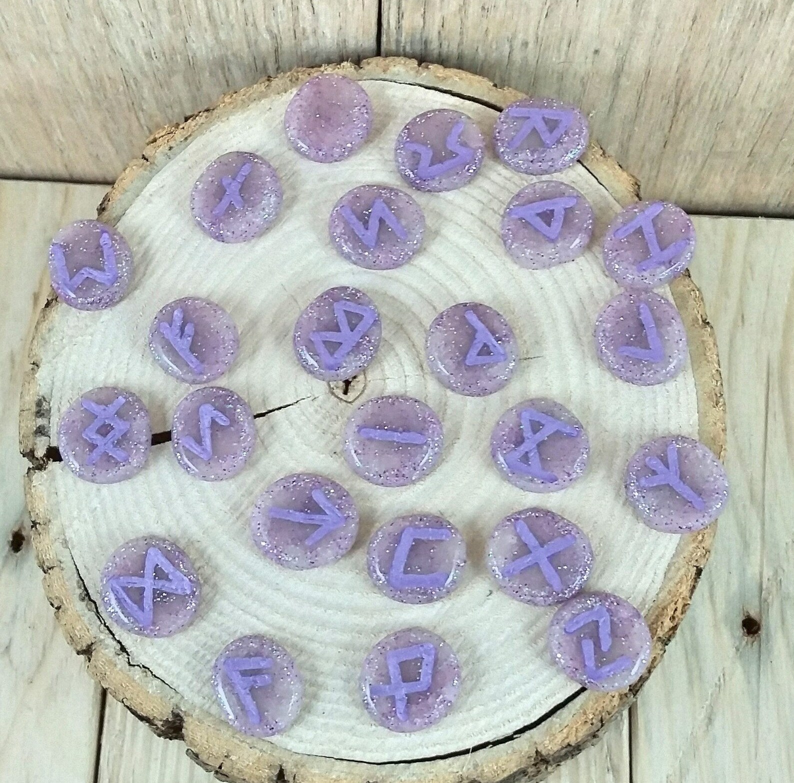 Purple Glitter Viking Runes , Polymer Clay Runes , Sparkly Travel Runes ...