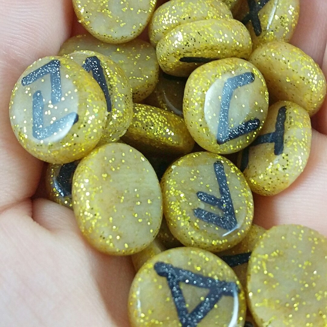 Glittery Gold Viking Runes Travel Runes in a Black - Etsy