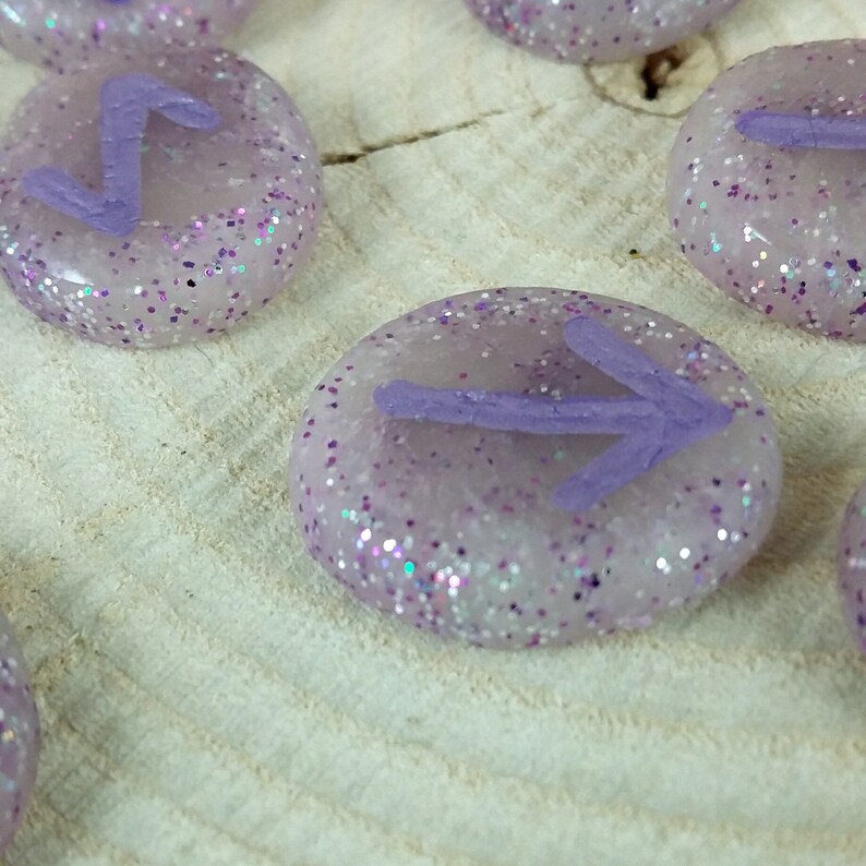Purple Glitter Viking Runes , Polymer Clay Runes , Sparkly Travel Runes ...