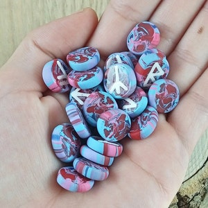 Multi Colored Polymer Clay Runes , Colorful Runes in a Drawstring Bag ...