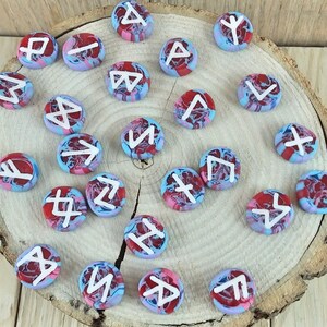 Multi Colored Polymer Clay Runes , Colorful Runes in a Drawstring Bag ...