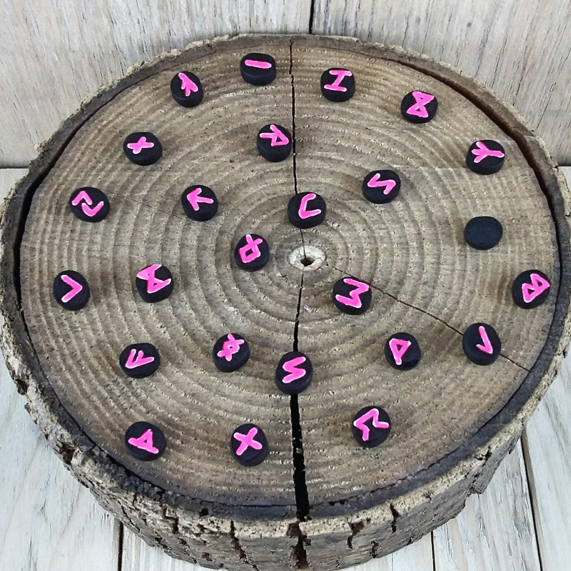 Neon Pink Runes , Mini Viking Runes , Miniature Black Runes , Travel ...
