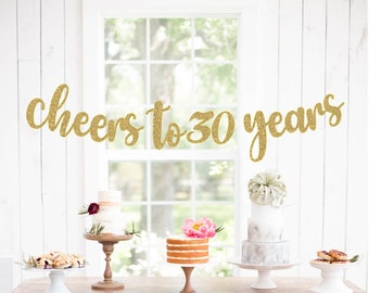 Cheers to 30 Banner 30th Birthday 30th Anniversary Glitter - Etsy