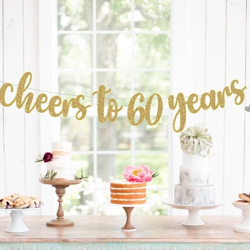 Cheers to 60 Banner 60th Birthday Party 60th Anniversary - Etsy