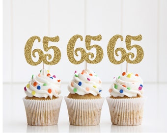 65th Birthday Cupcake Toppers, 65th Birthday Decorations - Etsy