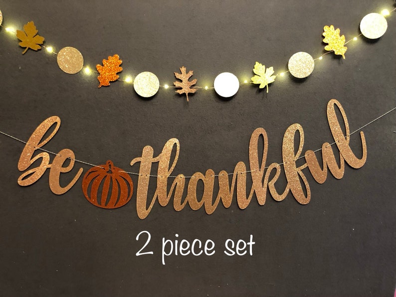 Be Thankful Glitter Banner, Fall Thanksgiving Decor - Etsy