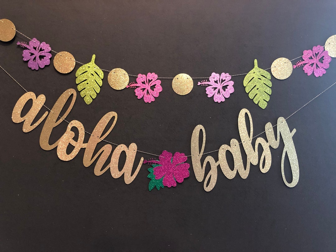 Aloha Baby Shower Banner, Baby Shower Banners, Hello Baby Shower Banner ...