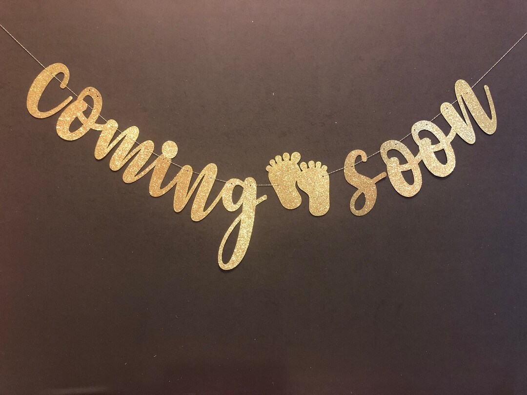 Coming Soon Baby Shower Banner, Baby Shower Decorations, Gold Glitter ...