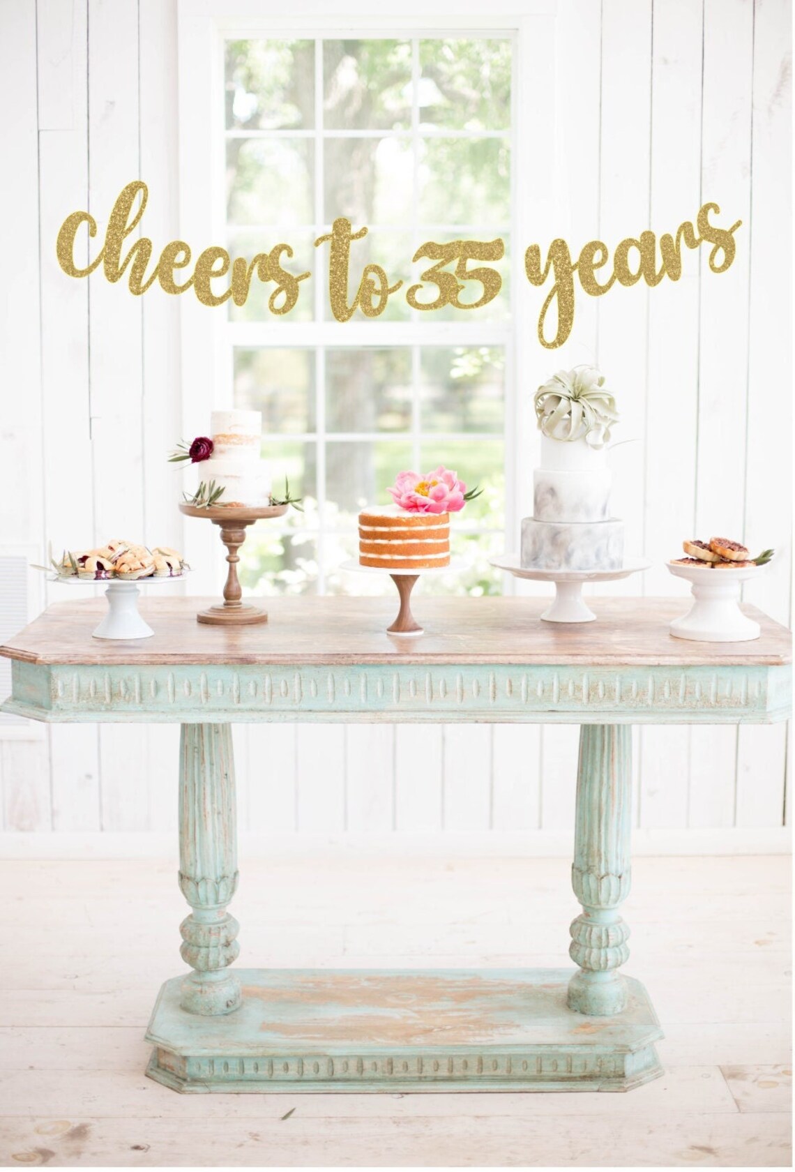 Cheers to 35 Years Banner 35th Birthday 35th Anniversary | Etsy