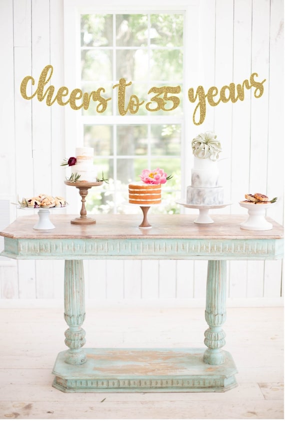 Cheers to 35 Years Banner 35th Birthday 35th Anniversary | Etsy