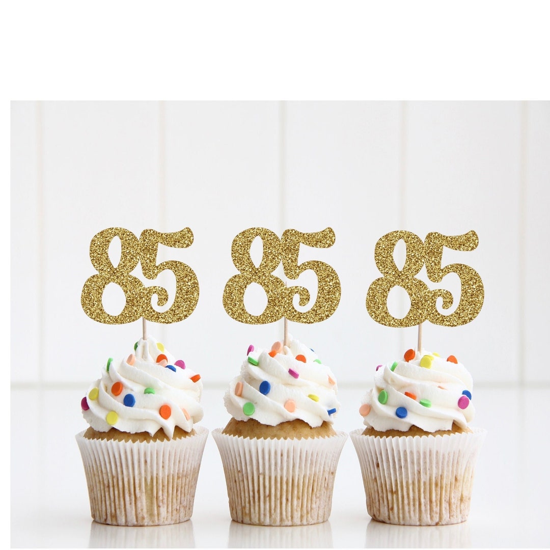 85th Birthday Cupcake Toppers, 85th Birthday, 85th Birthday Decorations ...