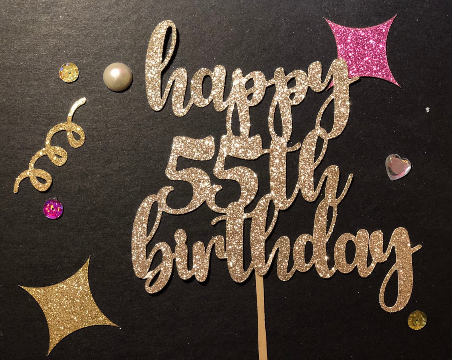 Happy 55th Cake Topper 55th Birthday Cake Topper Cake - Etsy