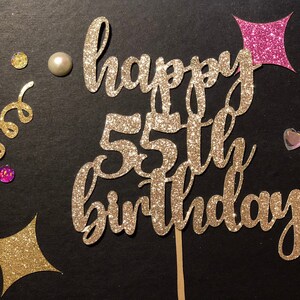 Happy 55th Cake Topper 55th Birthday Cake Topper Cake | Etsy