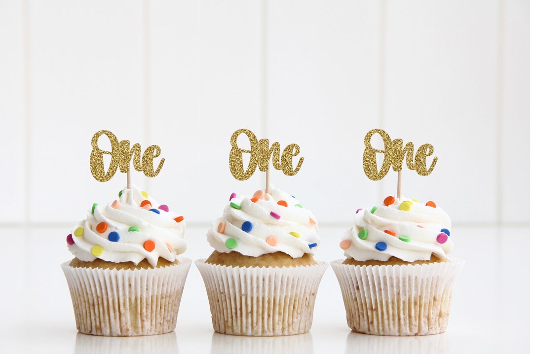 One Cupcake Toppers, 1st Birthday Cupcake Toppers, First Birthday ...