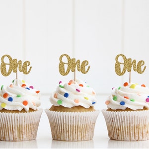 One Cupcake Toppers, 1st Birthday Cupcake Toppers, First Birthday ...