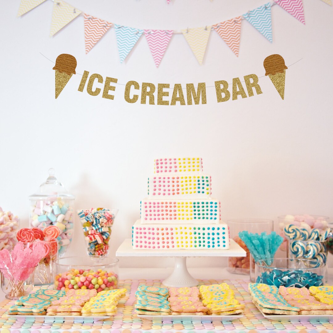 Ice Cream Banner, Ice Cream Bar Sign, Ice Cream Party, Ice Cream Social ...
