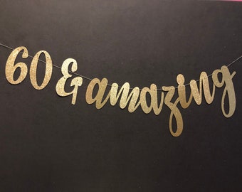 60 & Fabulous Banner Script Font 60th Birthday 60 and - Etsy